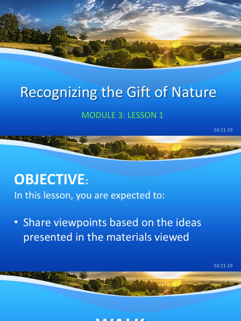 Recognizing The Gift of Nature: Module 3: Lesson 1 | PDF