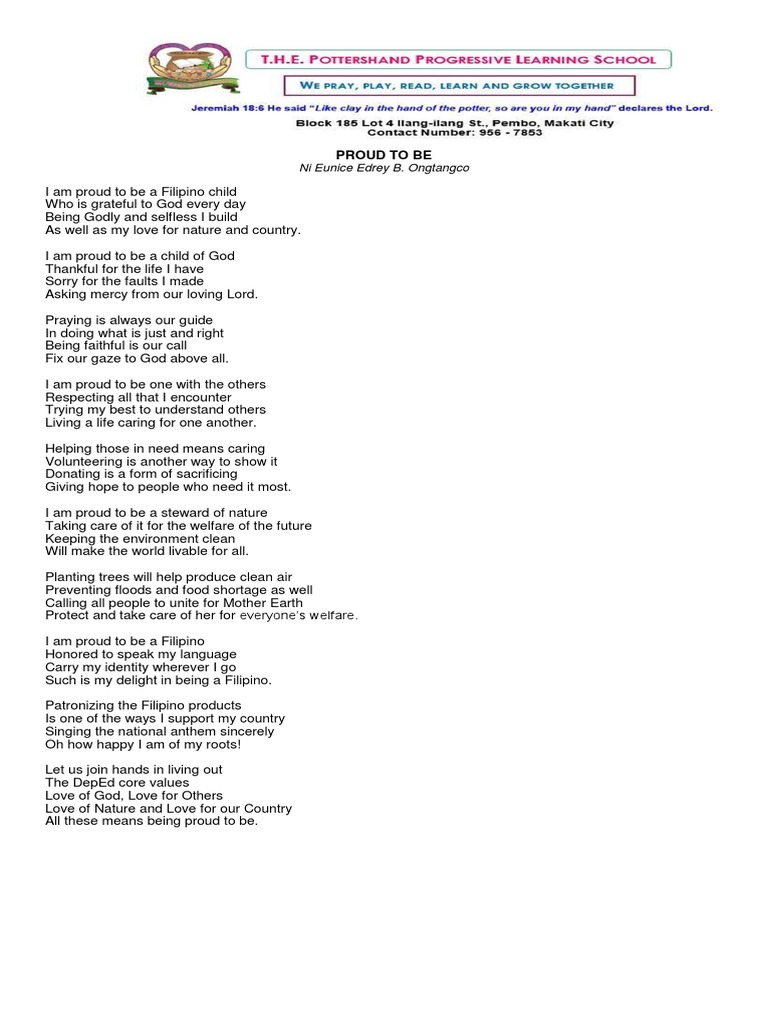 DepEd Core Values Poem by Eunice Ongtangco