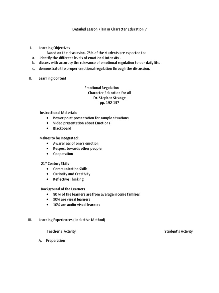 Emotional Regulation in Character Education | PDF | Shame | Emotions