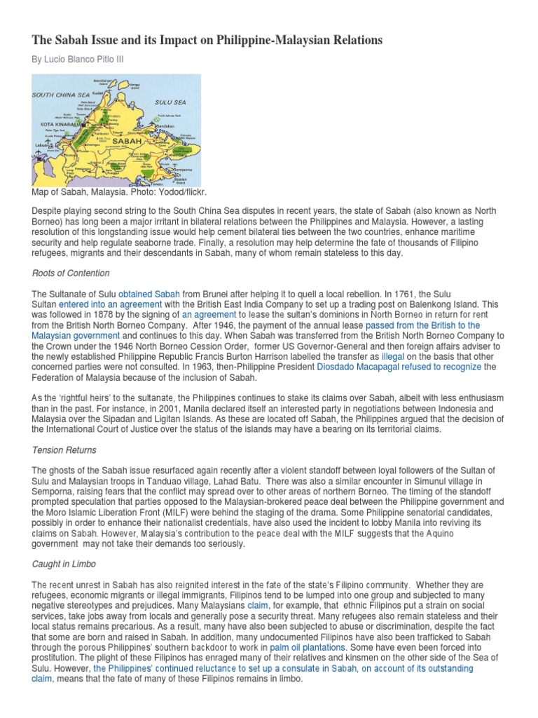 Sabah Issue and Its Impact To The Philipines | PDF | Borneo | Philippines
