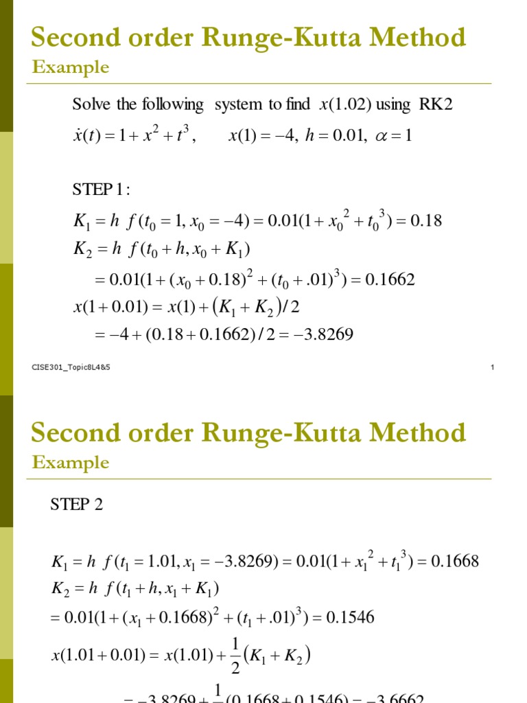 Second Order Runge-Kutta Method: Example | Download Free PDF | Discrete ...