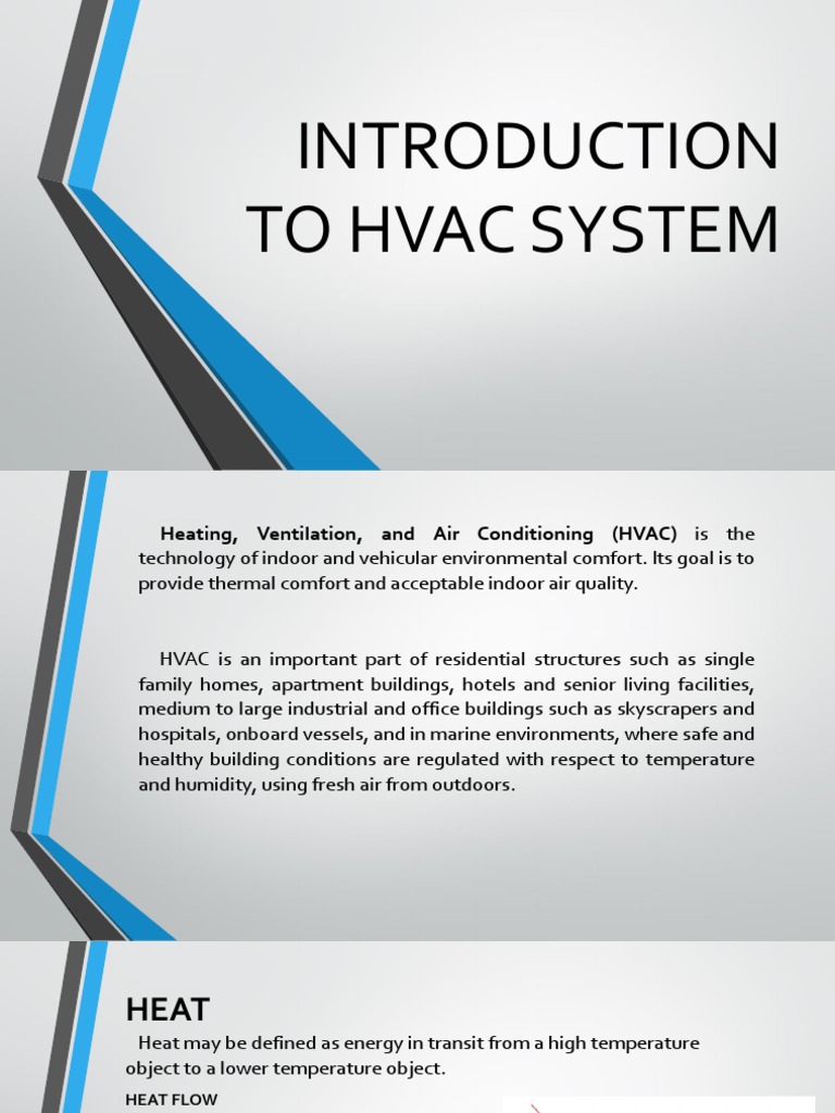 Introduction To Hvac System | PDF | Air Conditioning | Heat Transfer