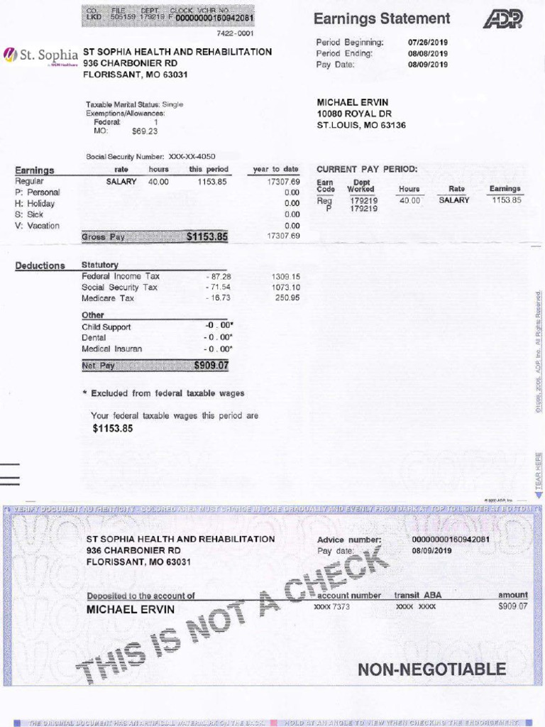 ADP Check PayStub 08-09 PDF | PDF