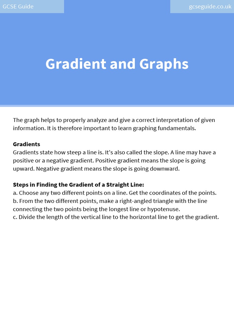 Gradients and Graphs | PDF | Slope | Tangent