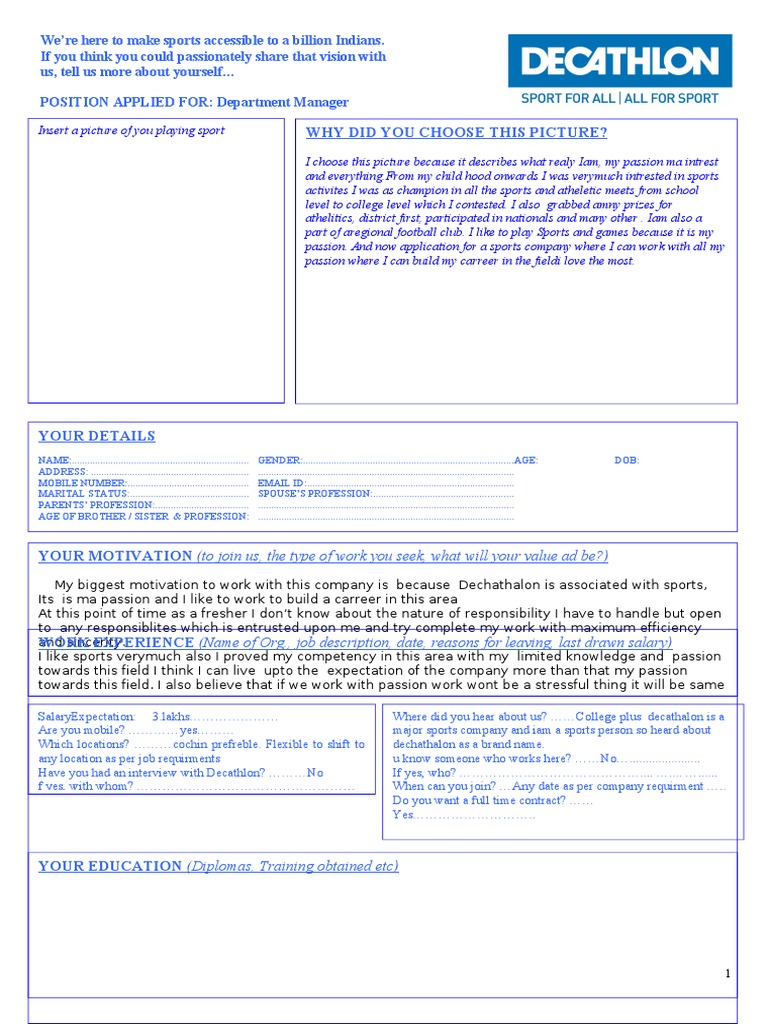 Decathlon Form | PDF | Communication | Psychology