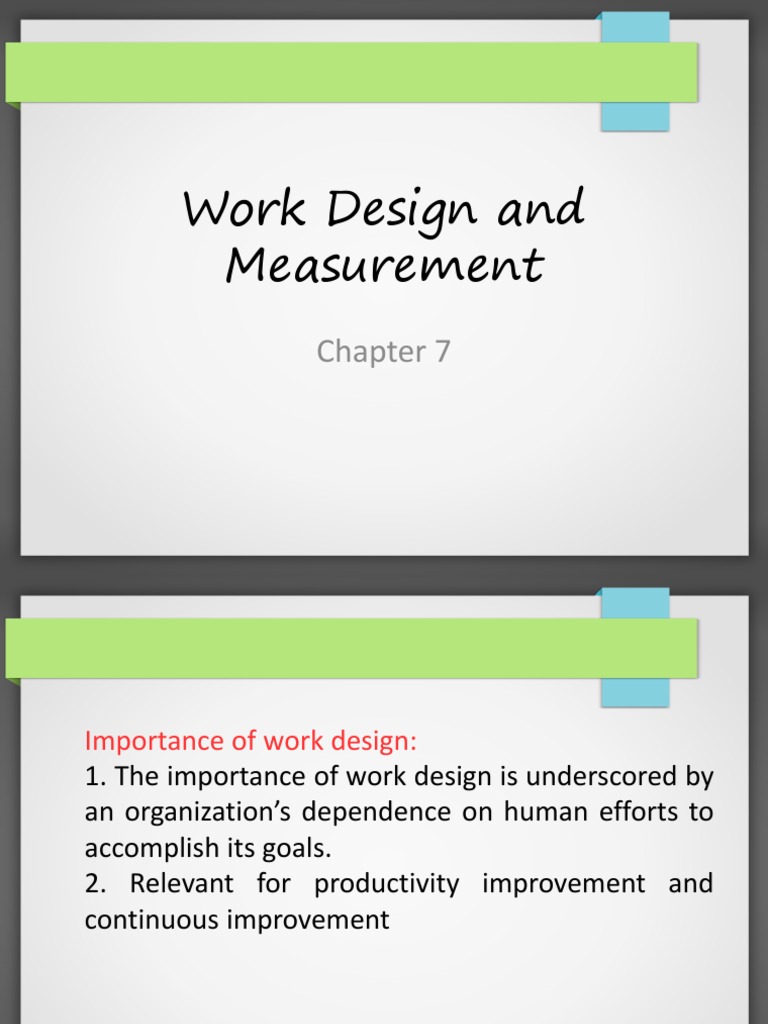 Work Design and Measurement | PDF | Human Factors And Ergonomics ...