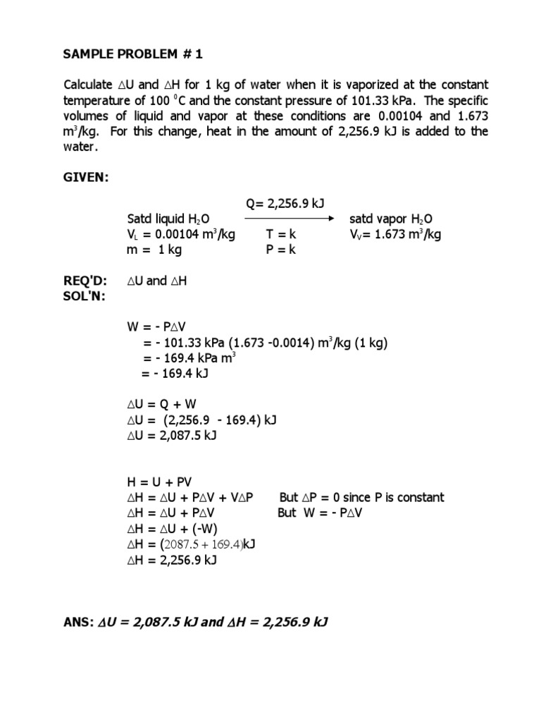 Sample Problem Thermo | PDF | Steam | Properties Of Water
