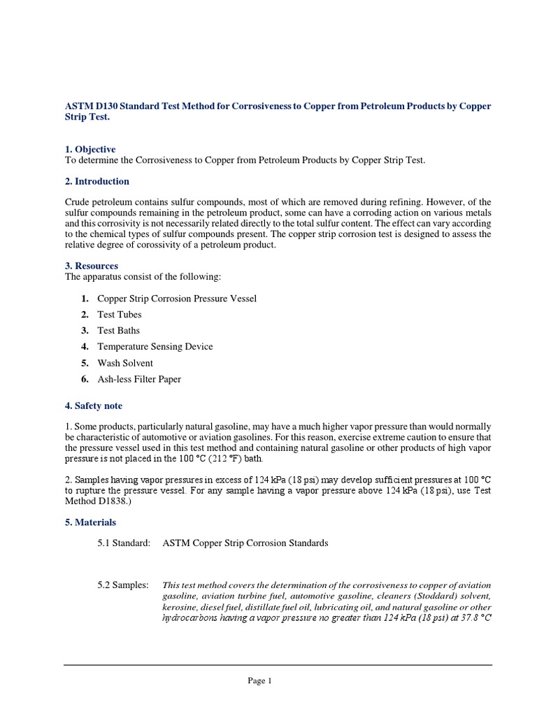 ASTM D130 Laboratory Workseet | PDF | Gasoline | Petroleum