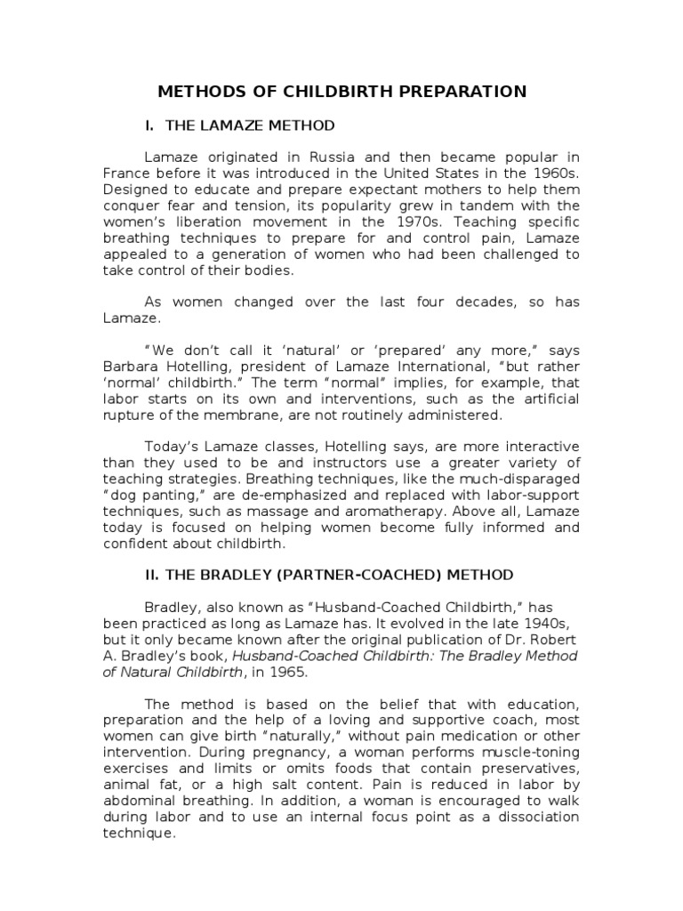 Methods of Childbirth Preparation | Download Free PDF | Hypnotherapy ...