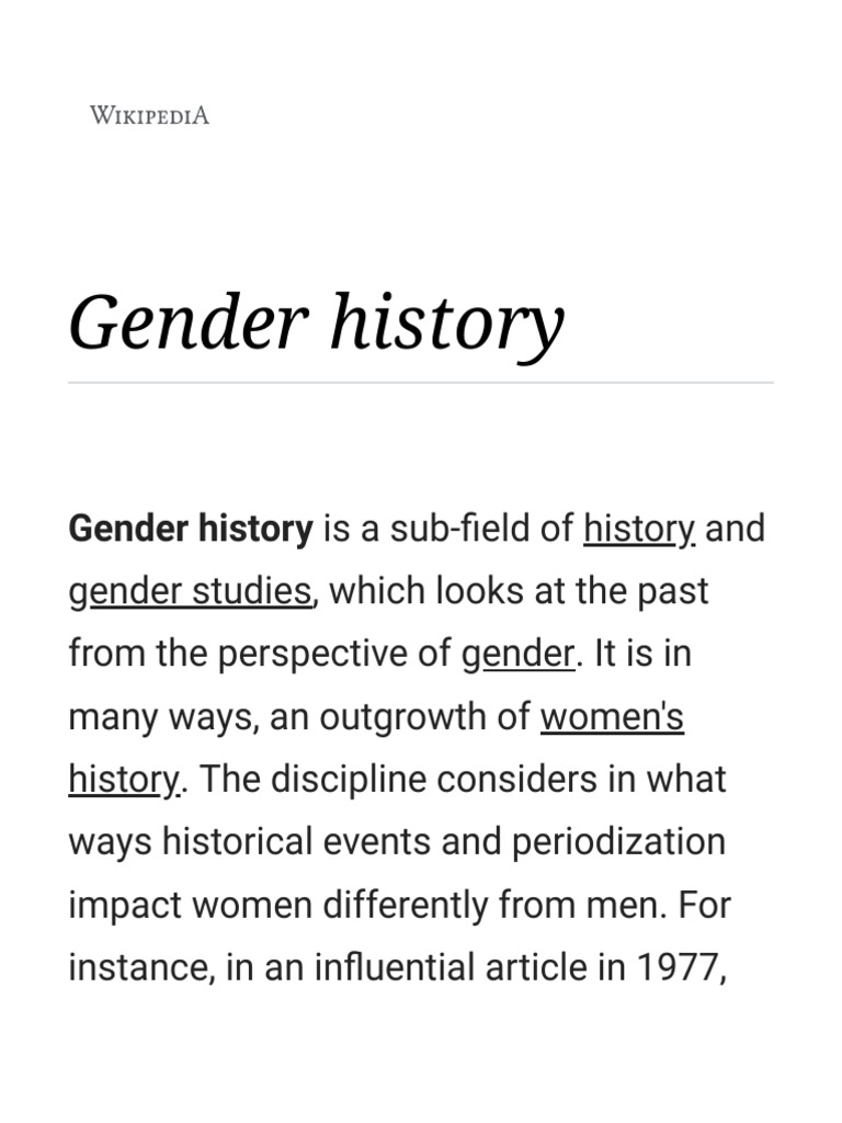 Gender History - Wikipedia PDF | PDF | Philosophical Movements | Gender