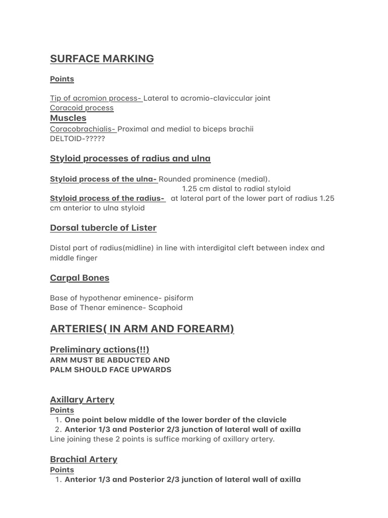 Surface Marking | PDF | Elbow | Human Anatomy