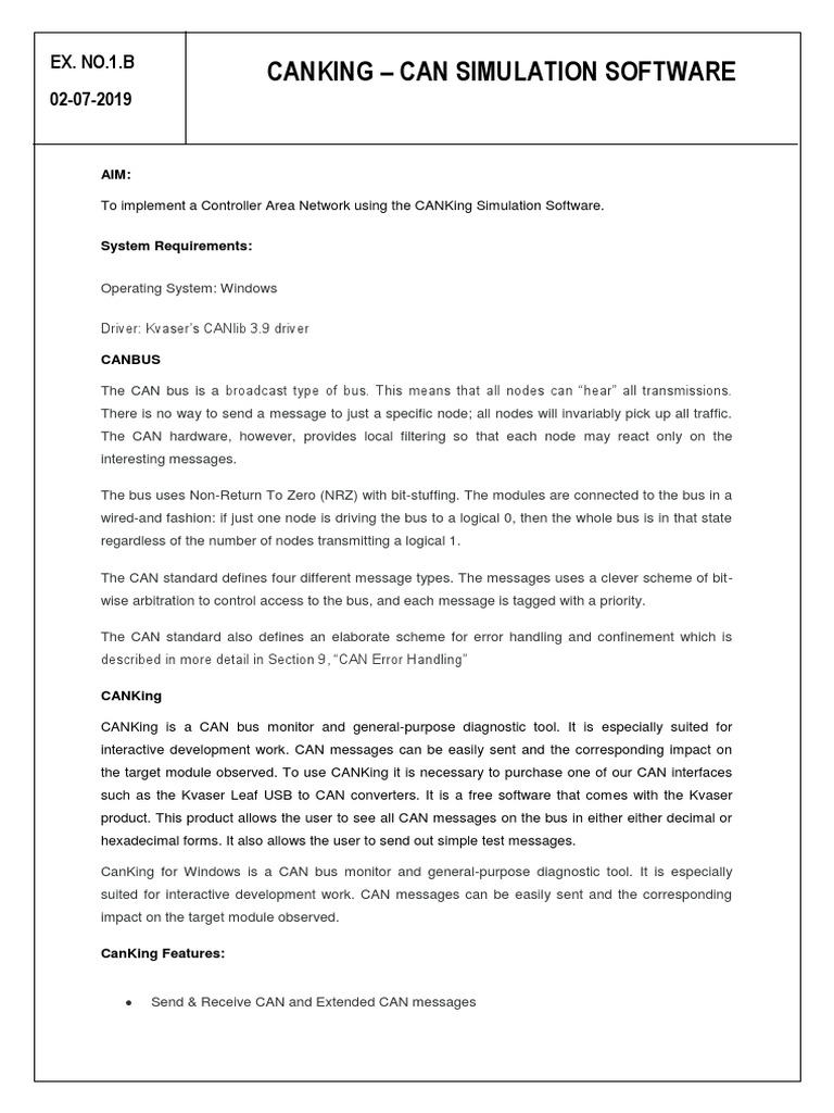 Canking - Can Simulation Software: EX. NO.1.B 02-07-2019 | PDF ...