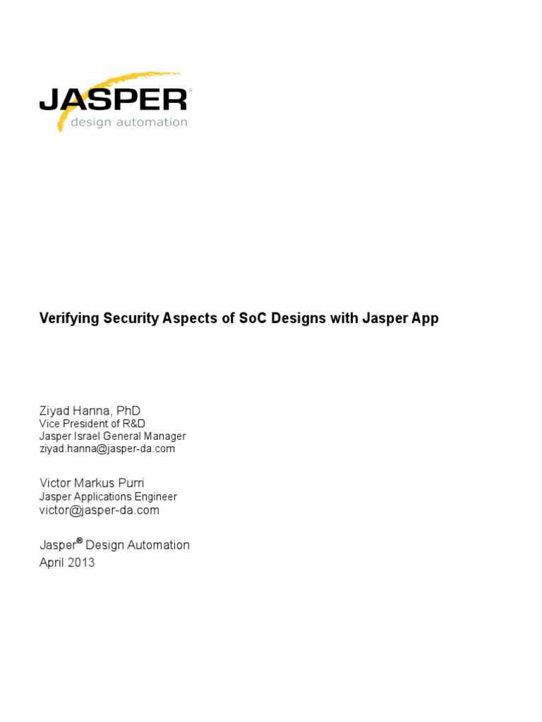 Jasper Verifying | PDF | System On A Chip | Formal Verification