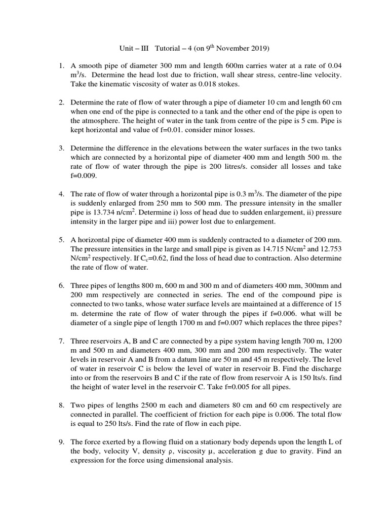 Tutorial 4 | PDF | Fluid Dynamics | Viscosity