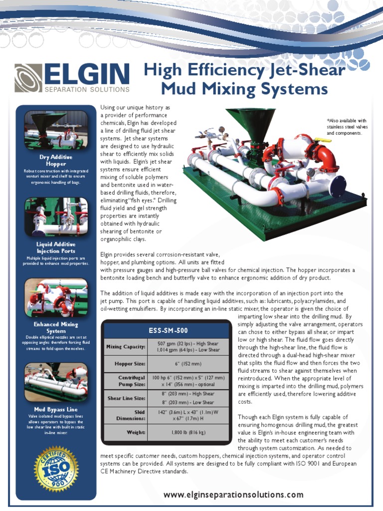 Elgin: High Efficiency Jet-Shear Mud Mixing Systems | PDF | Valve ...