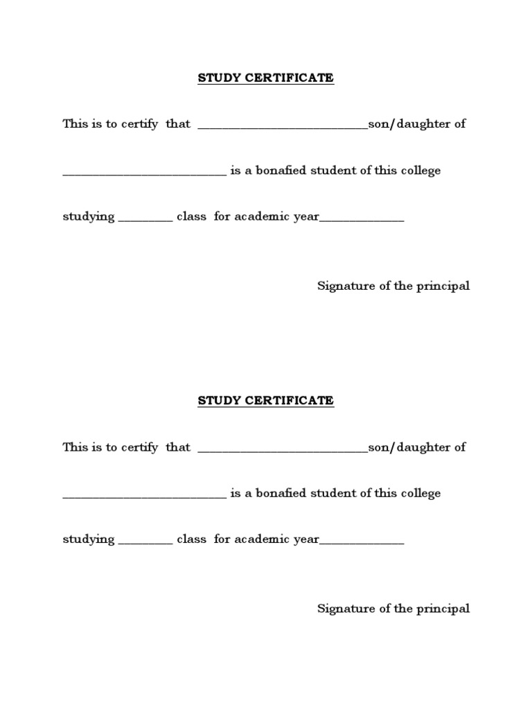 Study Certificate PDF