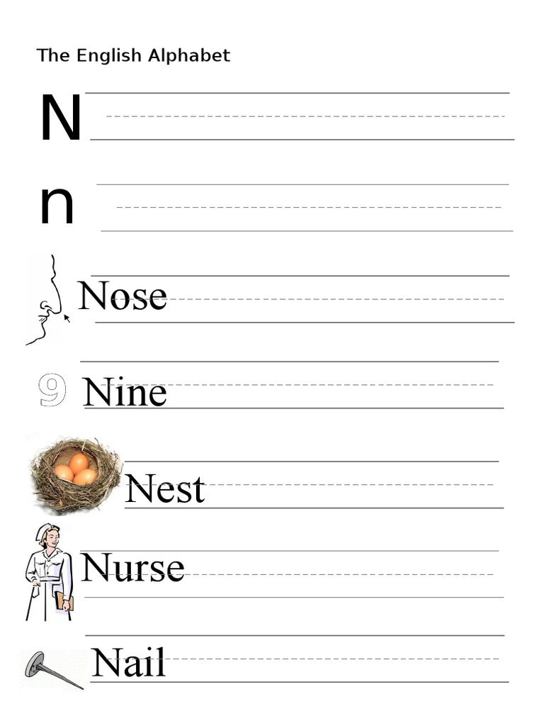 Nose Nine Nest Nurse Nail: The English Alphabet | PDF