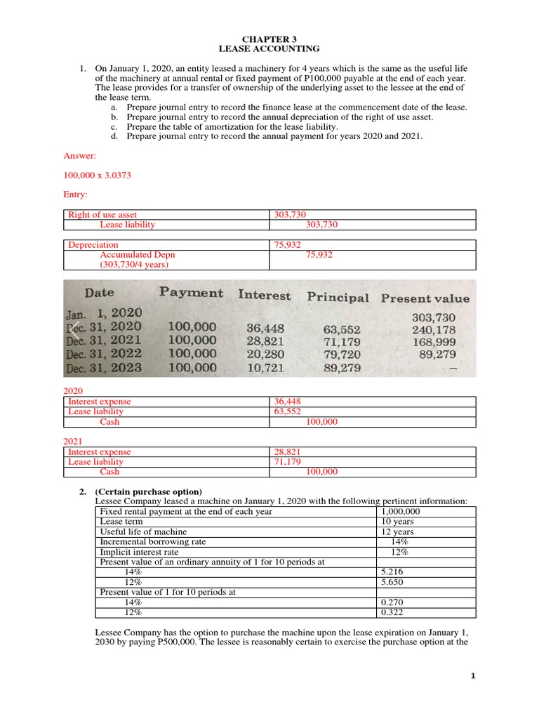 Lease Accounting and Journal Entries | PDF | Depreciation | Lease