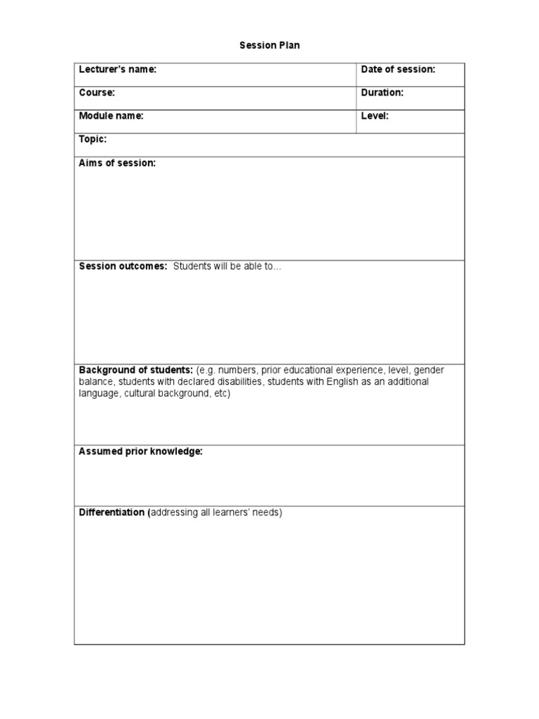 PGCHE WK 4 M1 Session Planning Form | PDF