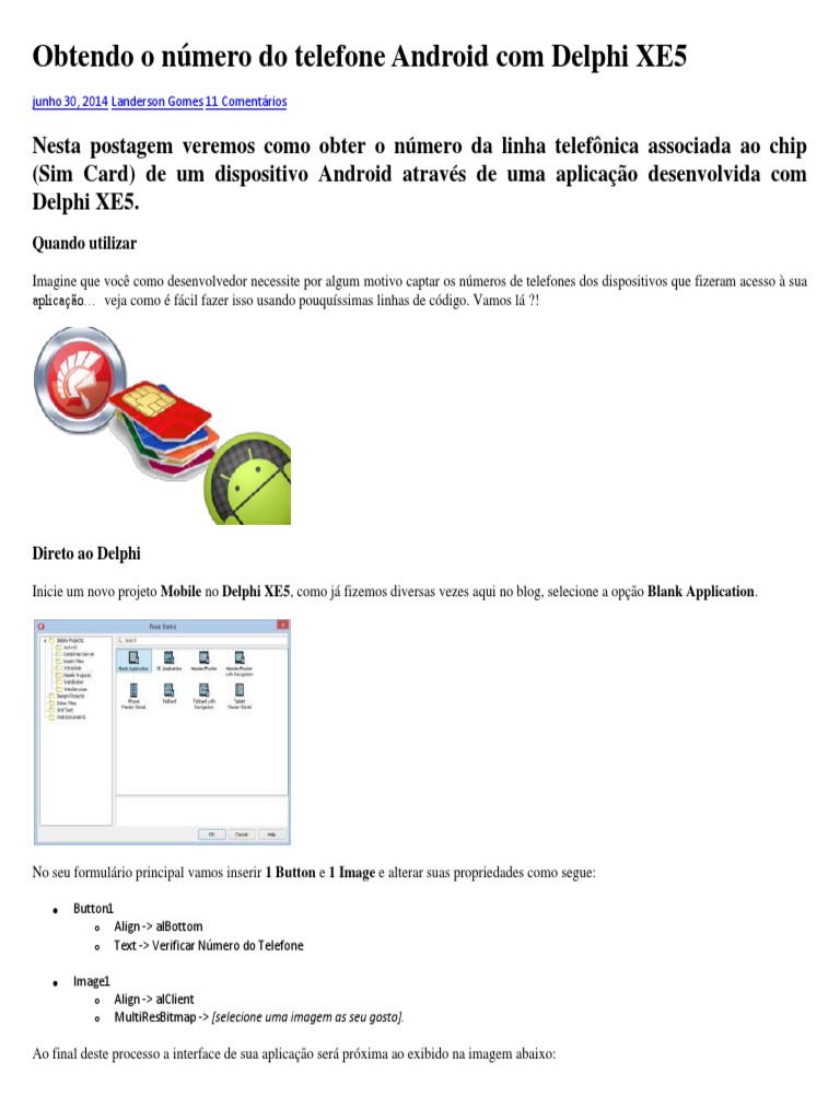 Obtendo o número do telefone do dispositivo Android de forma simples com Delphi XE5 | PDF ...