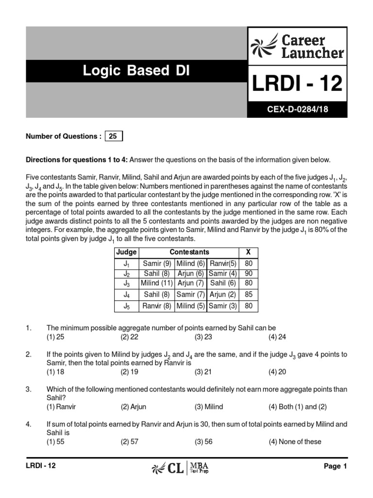 LRDI-12 Logic Based DI With Solutions | PDF | Teaching Mathematics