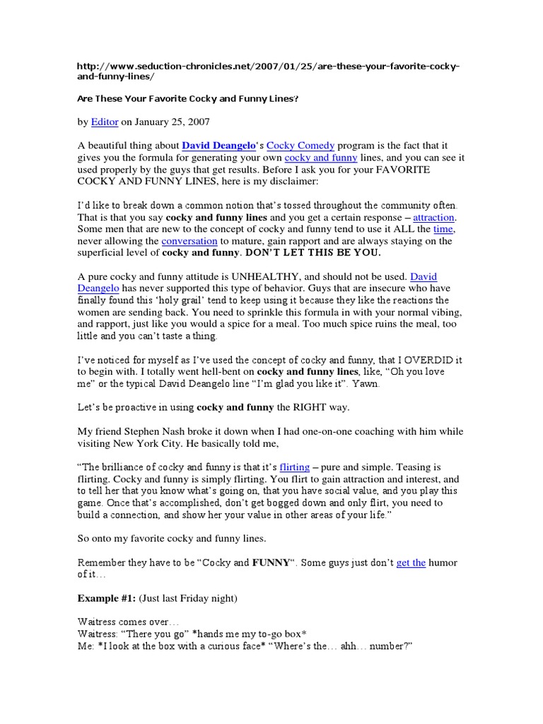 Editor Cocky Comedy Cocky and Funny: David Deangelo | PDF