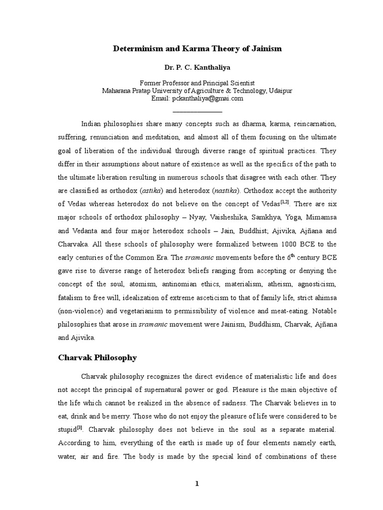 Determinism and Karma Theory of Jainism | PDF | Indian Philosophy ...