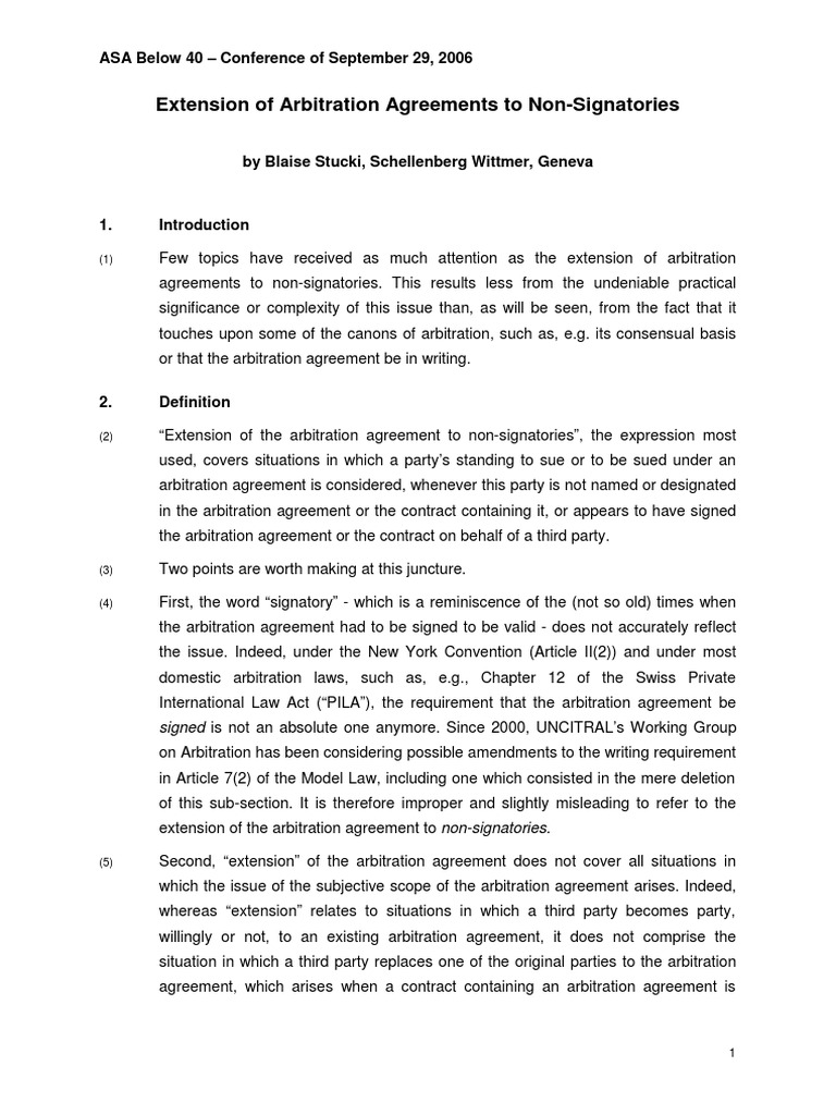 Extension of Arbitration Agreements To Non-Signatories | PDF | Arbitration | Consent