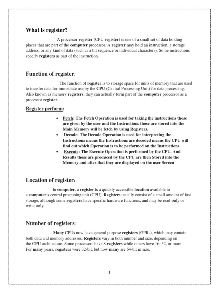What Is Register | PDF | Central Processing Unit | Computer Data Storage