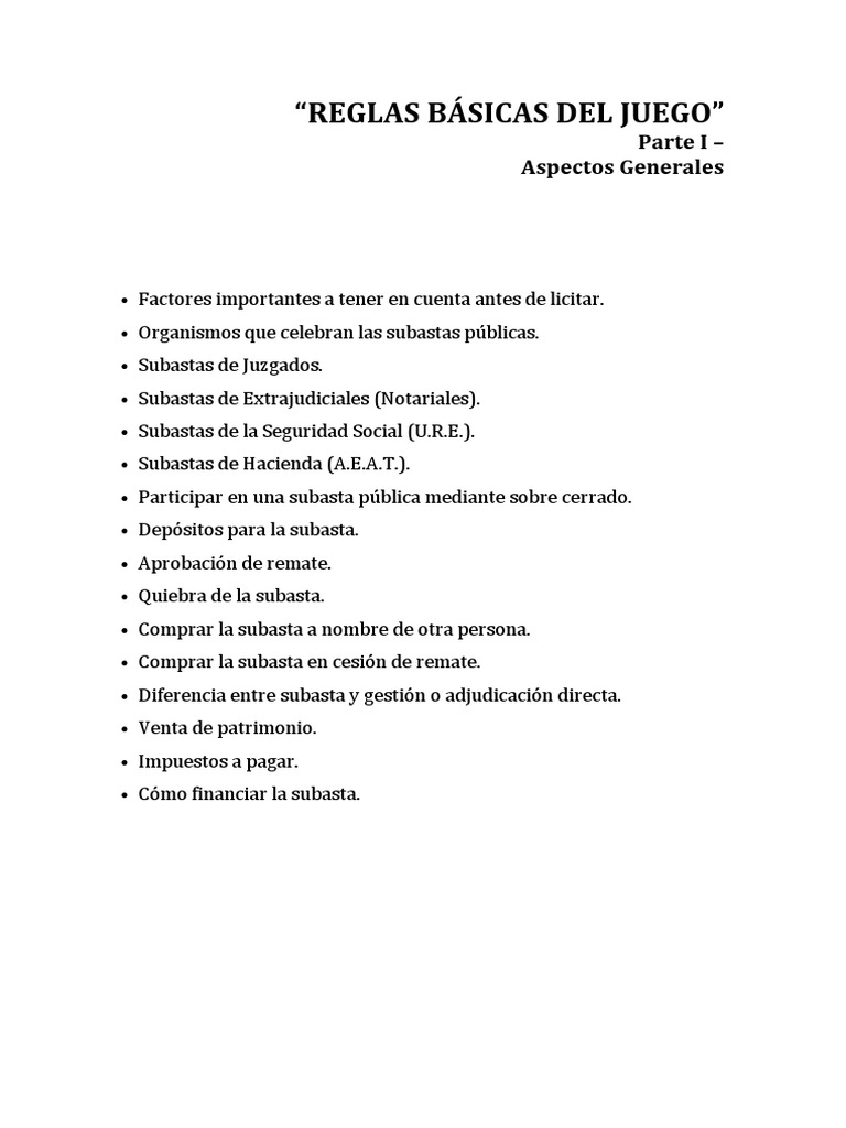 Reglas Basicas Subastas Parte 1 | PDF | Subasta | Servicio de subasta
