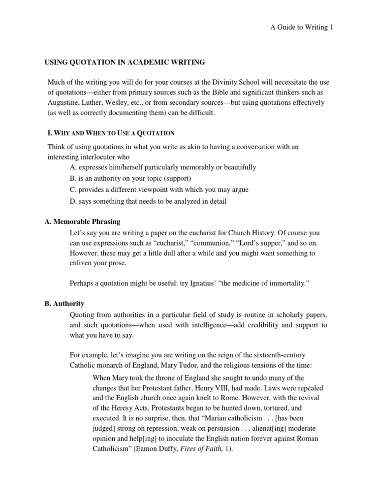 Using Quotations in Academic Writing Fall 2017 | PDF | Plagiarism ...