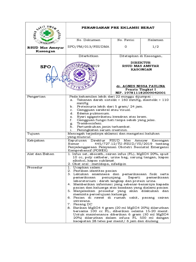 SPO Maternal Ponek PEB Ok | PDF