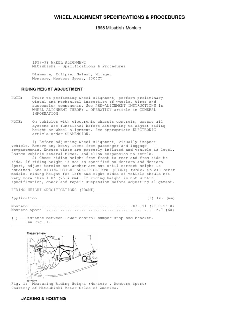 Mitsubishi Wheel Alignment Guide | PDF | Motor Vehicle | Vehicle Parts