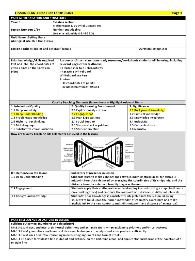 2h2019 Lesson Plan | PDF | Cartesian Coordinate System | Area