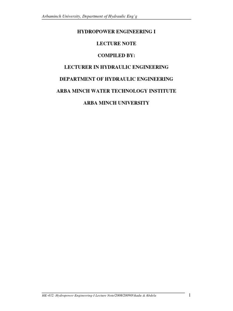HE-416 Hydropower Engg-I-Lecture Note PDF | Download Free PDF | Hydroelectricity | Energy ...