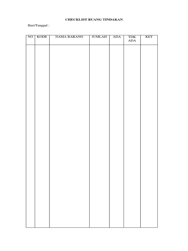 Checklist Ruang Tindakan | PDF