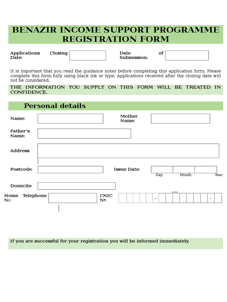 Job Application Form For BISP | PDF