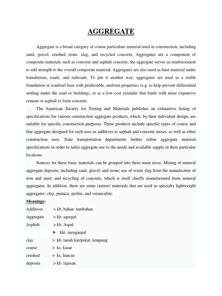 Aggregate: Meanings | PDF | Construction Aggregate | Natural Materials