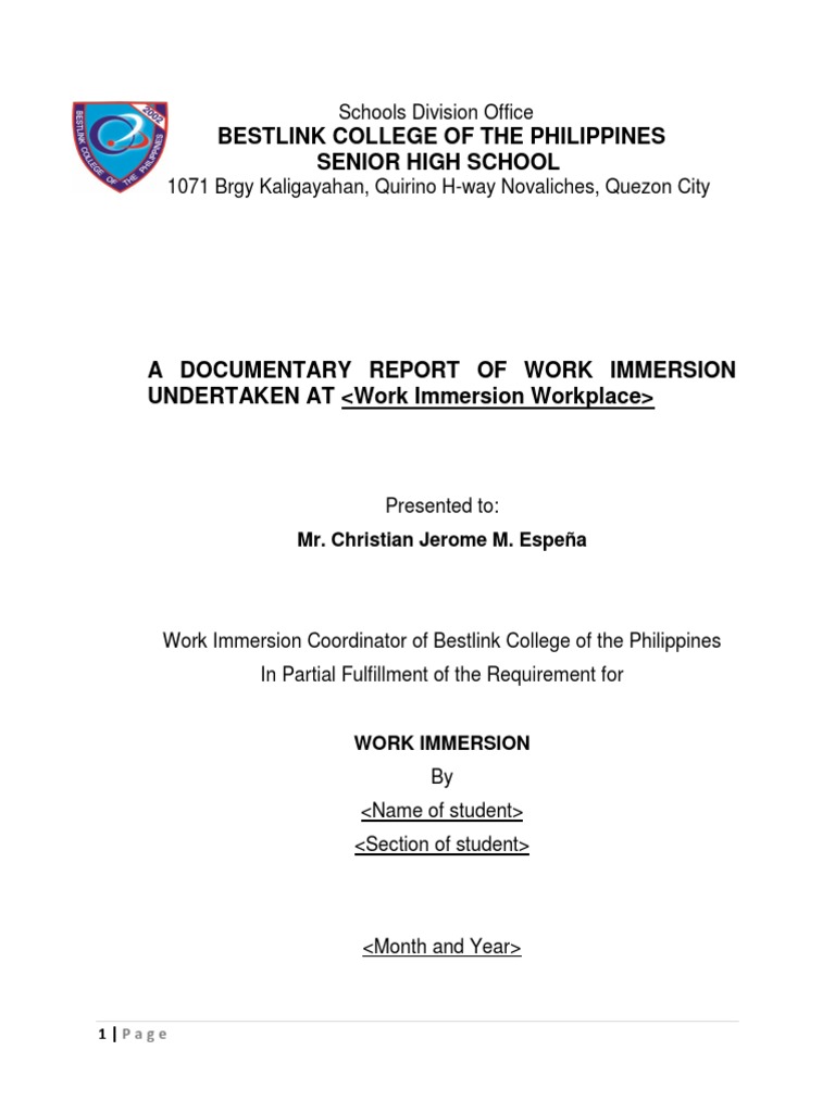 Work Immersion Portfolio Template | PDF | Business