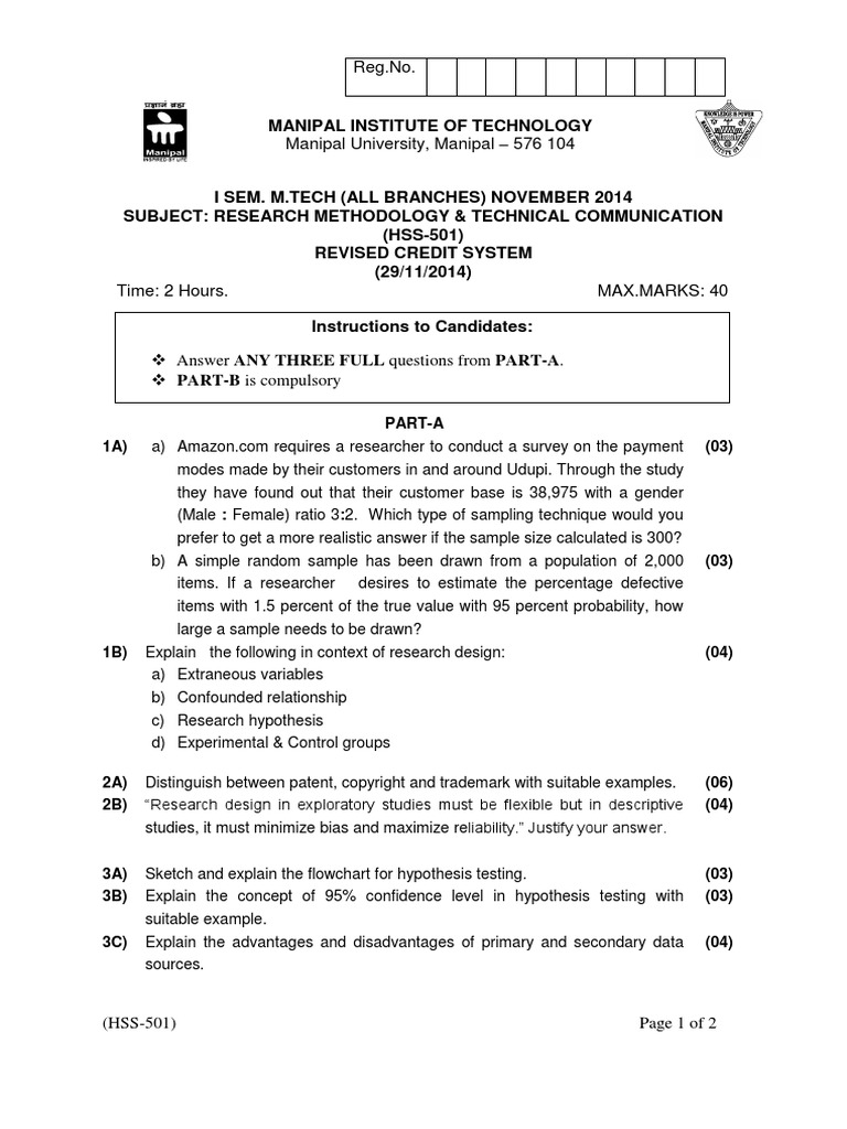 Research Methodology & Technical Comunication (HSS 501) (RCS) | PDF ...