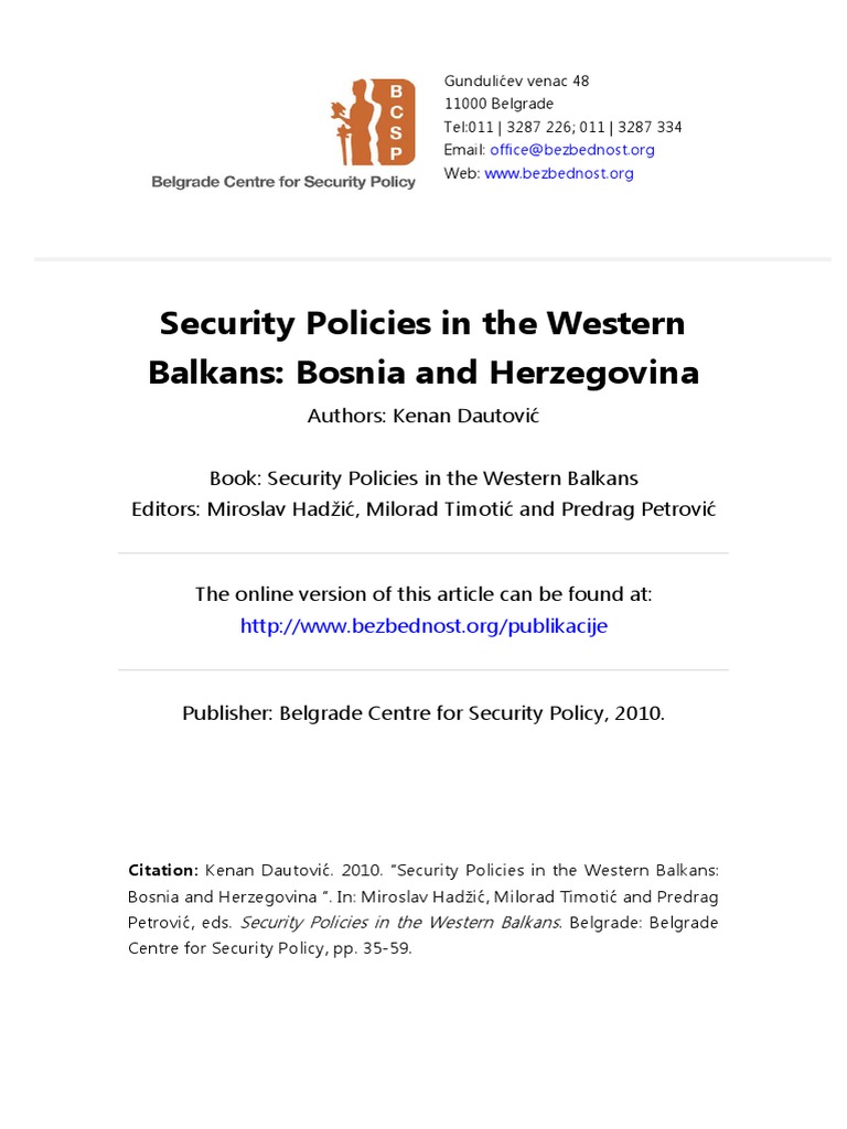 Bosnia | PDF | Bosnia And Herzegovina | Counter Terrorism