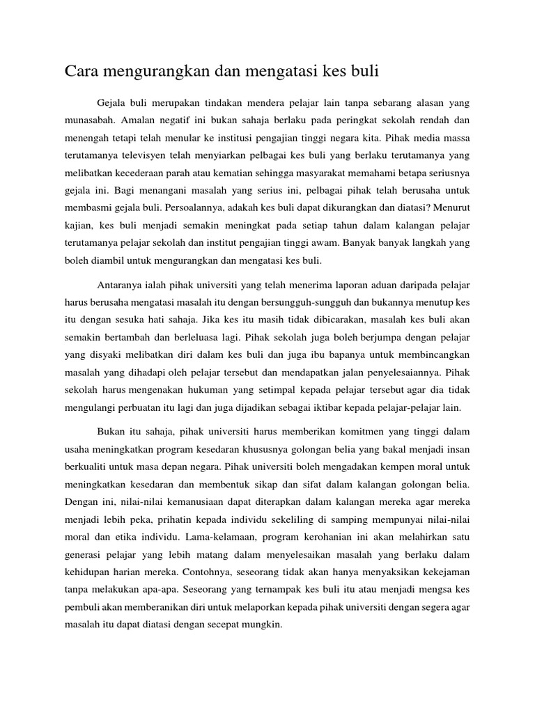 Langkah Atasi Kes Buli di Sekolah | PDF