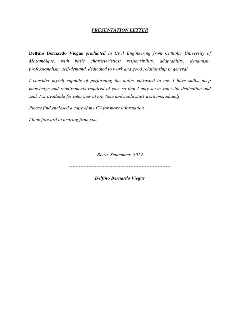 Presentation Letter | PDF