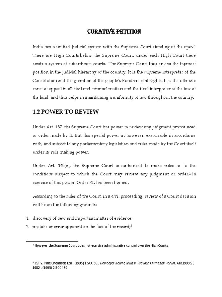 Curative Petition | PDF | Supreme Courts | Supreme Court Of India