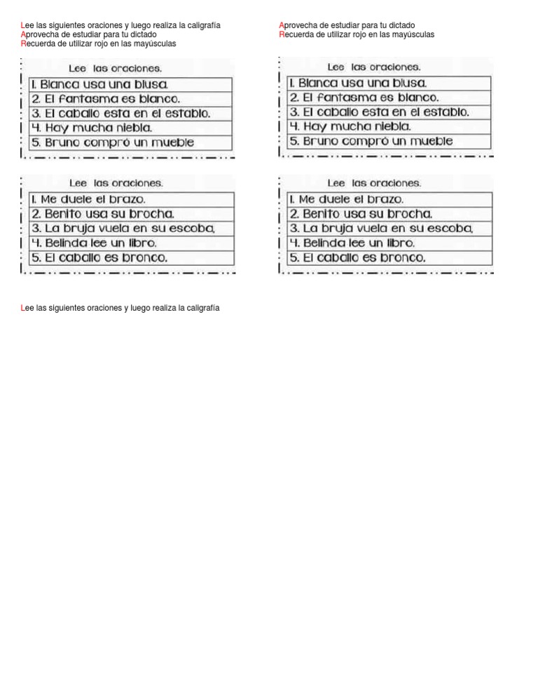 Dictado de palabras con br y bl | PDF