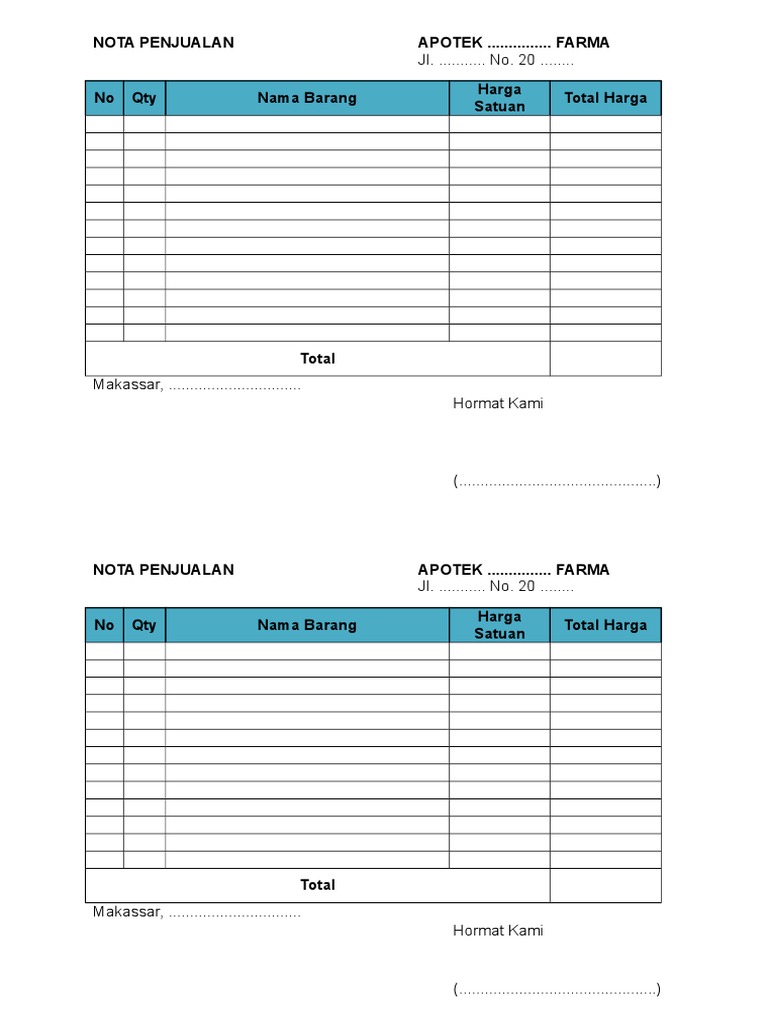 Nota penjualan apotek farmasi Makassar | PDF