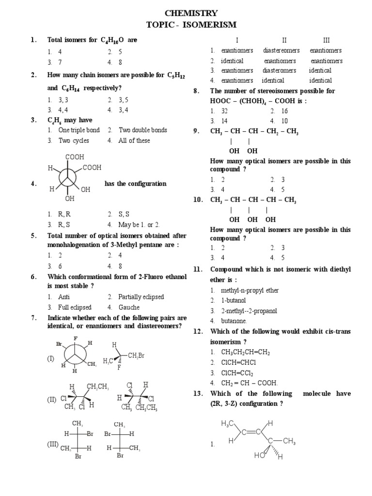 Isomerism in Organic Chemistry: Determining the Number and Types of ...