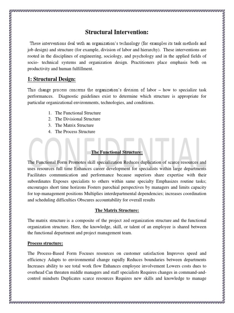 Structural Intervention and Organizational Design: A Comprehensive ...