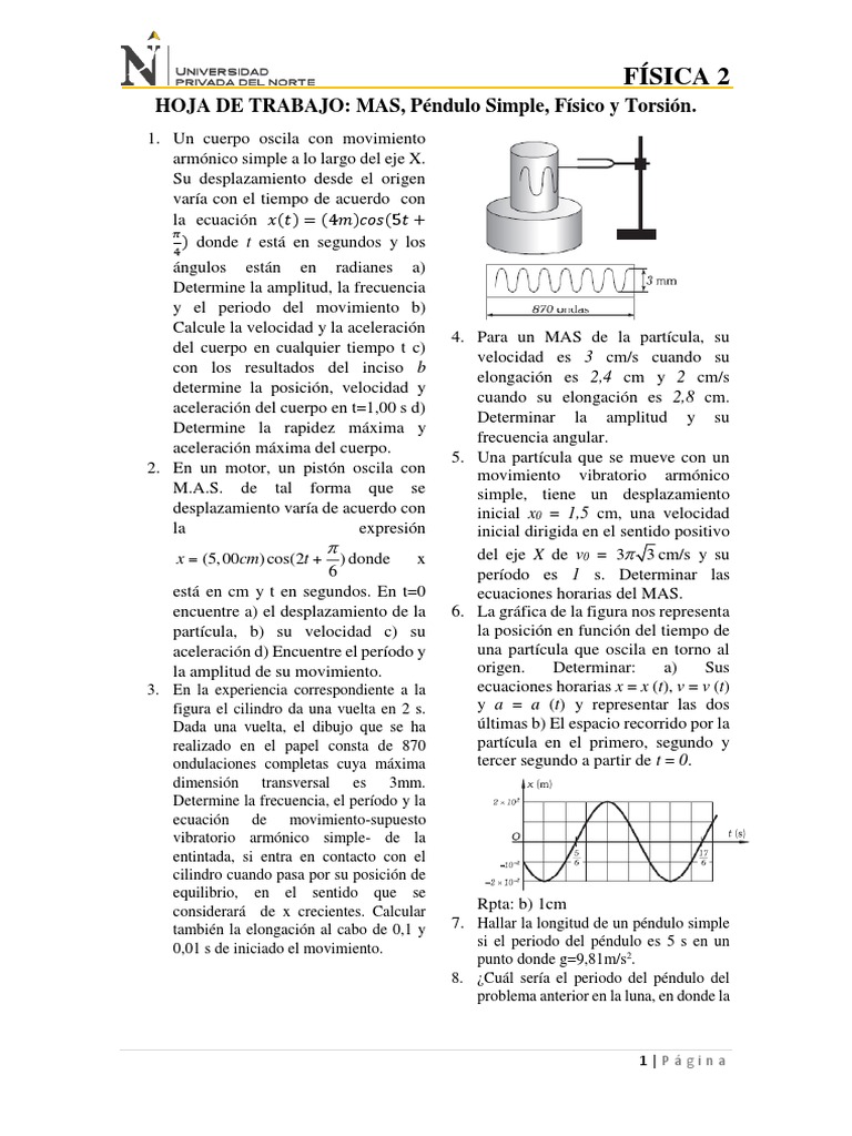 FIS2 - HT - MAS, Pendulo Simple, Fisico y Torsion PDF | PDF | Péndulo ...