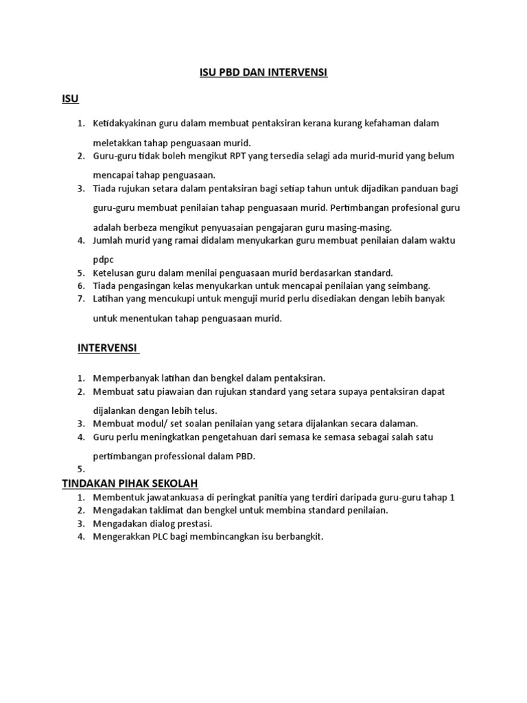 Isu PBD Dan Intervensi | PDF